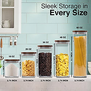 Essos Glass Jars with Wood Lid 1 Gallon Acacia Scoop Airtight Storage Container Jar Kitchen Canister for Food Flour Sugar