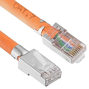 Quilence Cat7 Cat6A Connectors with Double Assembly Design Gold Plated Shielded RJ45 Modular Plug for 23AWG Solid and Stranded Cat7 Cat6A Cable 50u Gold Plated – 25Pack