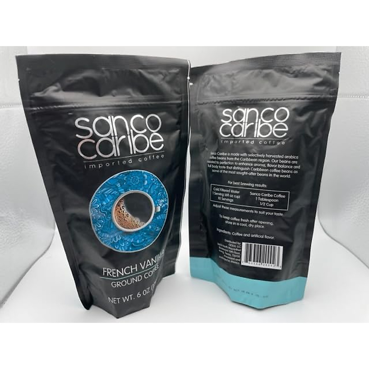 Sanco Caribe Imported Ground Coffee - 2 packs of 6 oz each (Vanilla)