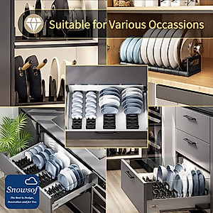 Snowsof Dish Drying Rack, Stainless Steel Adjustable Bowl Plate Drainer, Pot Lid Holder, Plate Organizer for Cabinet for Cutting Boards, Cooling Racks, Pots & Pans (Bowl Drying Rack,17.7 inch)