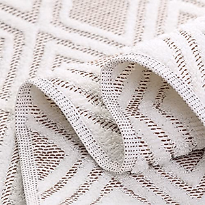 Pidada Hand Towels Set of 2 Diamond Pattern 100% Cotton Absorbent Soft Decorative Towel for Bathroom 13.4 x 29.5 Inch (Beige Brown)