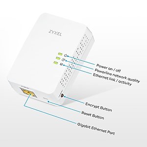 Zyxel AV1300 Powerline Ethernet Adapter Starter Kit | Plug & Play | MIMO | HomePlug AV2 | GbE | Faster than AV1000 and AV1200 | Ideal for Smart TVs, On-Line Games, 4K Streaming | PLA5405V2KIT