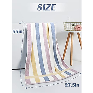 Jacquotha Striped Shower Towels 2 Pack, Super Absorbent Quick Dry Bathroom Towels for Daily Use, Large Bath Towels Set for Men Women, 55 x 27.5 Inches