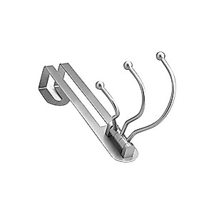 Rok Hardware Pearly Grey Over The Door 3 Prong Closet Coat Sweater Hat Tie Clothes Towel Swivel Hook Hanger ROKOTDHMN (2 Pack)