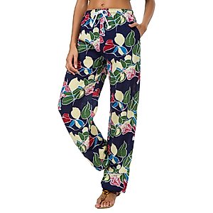 Urban CoCo Women's Floral Print Boho Pants Harem Pants Jogger Pants (# 12, XL)