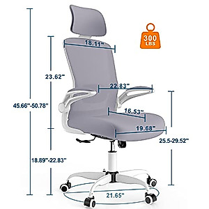Mimoglad Office Chair, High Back Ergonomic Desk Chair with Adjustable Lumbar Support and Headrest, Swivel Task Chair with flip-up Armrests for Guitar Playing, 5 Years Warranty