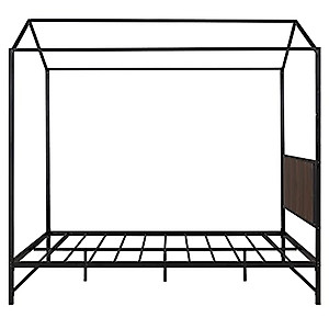 Bellemave House Bed for Kids, Full Size Metal Platform Bed with Headboard and Roof (Full Size, Black)