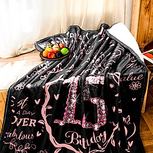 15th Birthday Blanket Gifts for Girls - Happy 15th Birthday Gift Ideas for Her - 15 Year Old Gifts for Daughter Sister Bestie - Personalized Flannel Fleece Soft Throw Blanket
