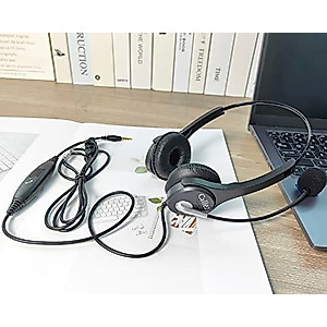 Callez 3.5mm Cell Phone Headset Dual, Corded Computer Headsets with Microphone Noise Canceling for iPhone Samsung Galaxy Huawei LG BlackBerry Laptop PC Tablets Podcast Skype Home Office C402E2