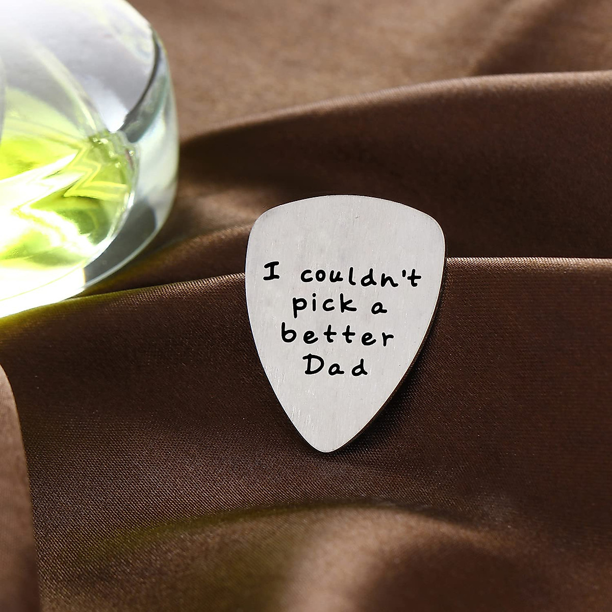 I Couldn't Pick a Better Dad Mens Stainless Steel Guitar Pick Gift for Daddy Papa Father