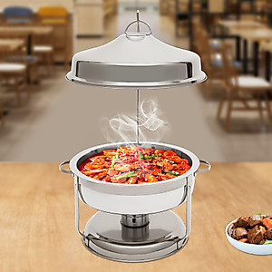 9L Chafing Dish Buffet Set, Round Food Pan, Buffet Servers and Warmers Disposable, Stainless Steel Chafing Dishes with Top Lid