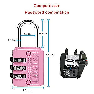 SISAV 3 Digit Combination Lock,Gym Padlock,Outdoor Padlock,Suitable for School Lockers,Tool Boxes,Travel Backpack,Hasp(Pink 1pack)