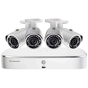 4K Ultra HD 8-Channel Security System with 2 TB NVR and 4 Super HD 5.0-Megapixel Bullet Security Cameras with Color Night Vision and Smart Home Voice Control