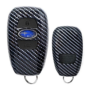 iJDMTOY Black Carbon Fiber Pattern Key Fob Cover Compatible with Subaru 2013-up BRZ, 15-up Legacy Outback Crosstrek, 16-up WRX/STi, 17-up Forester Impreza Keyless Fob