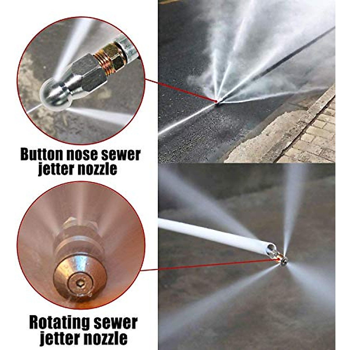 EDOU DIRECT 100 FT Cleaning Kit for Pressure Washer | 4,000 PSI Max Working Pressure | Includes: Durable Sewer Jetting Hose (3 layers) & 3 Sewer Jetter Nozzles