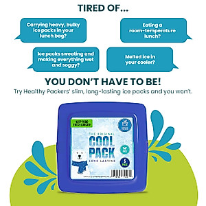 Healthy Packers Ice Packs for Lunch Bags - Freezer Packs - Original Cool Pack | Slim & Long-Lasting Reusable Ice Pack for Lunch Box and Cooler Bag (Set of 5)