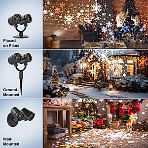 Snowflake Projector Lights Outdoor, Upgrade 2.0 HD Dynamic Christmas Projector Lights Outdoor, IP65 Waterproof Snow Projection Light for Xmas, Holiday, Wedding, Party, Home, Garden Landscape