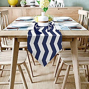 Big buy store Table Runner Nautical Anchor Cotton Line Table Covers for Dinner Kitchen Wedding Indoor and Outdoor Parties Chevron Zig Zag Pattern,Navy/White Table Setting Decor -13 x 70 inch