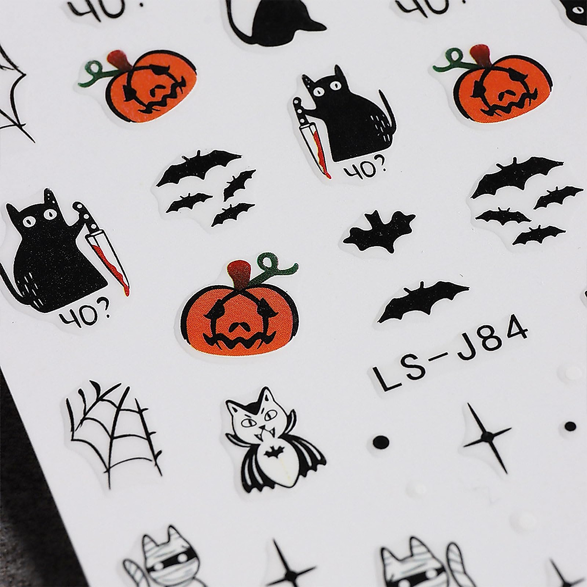 JMEOWIO 9 Sheets Halloween Nail Art Stickers Decals Self-Adhesive Pegatinas Uñas Horror Ghost Witchy Spider Web Bat Cat Pumpkin Spook Nail Supplies Nail Art Design Decoration Accessories