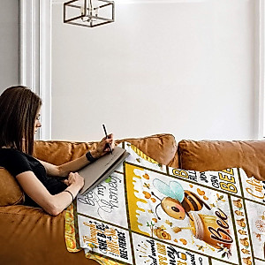 Bee Blanket Gift for Girl Women Printed Bee Pattern Facecloth Blanket Cute Fluffy Cozy Soft Plush Blanket for Bed Sofa Living Room Sofa Chair 50"x40"for Kid
