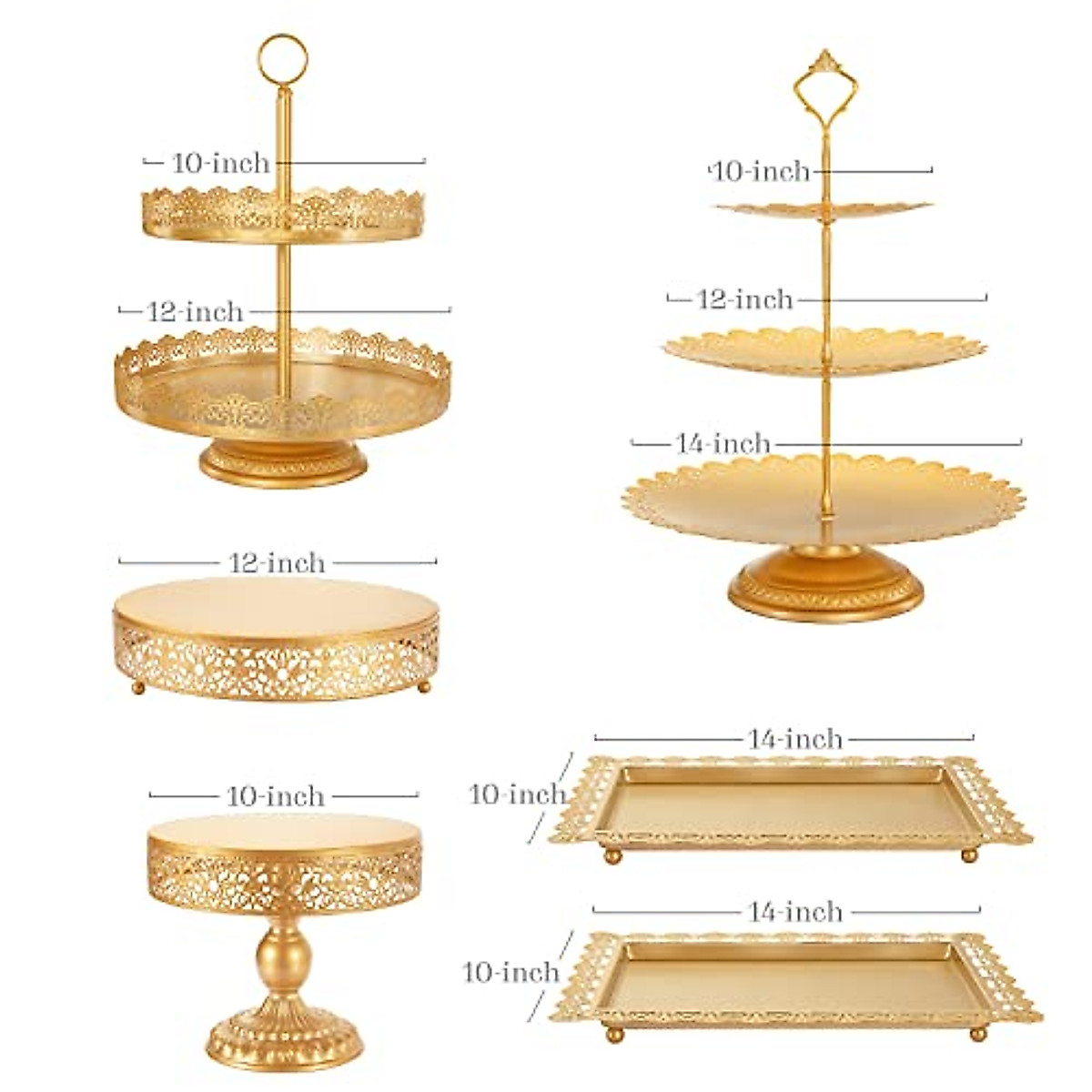 Nelhalt Gold Cake Stand 6 Pcs, Antique-inspired Dessert table Display Set Different Heights and Shapes Stands Tiered Cupcake Holder Candy Fruit Plate Decoration for Wedding Birthday Party Celebration