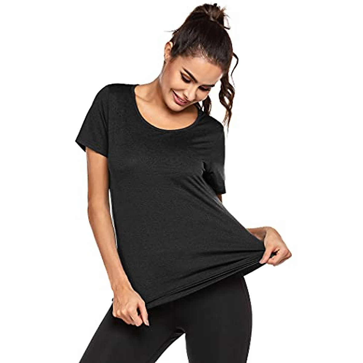 ADOME Workout Tops for Women Short Sleeve Athletic Shirts Yoga Tops Active Wear Outfits Gym Clothes for Hiking Running Shirt