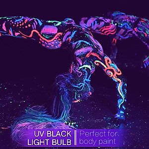 Qualirey 4 Pieces LED Black Light Bulb 6w E12 Base Blacklight Candle Bulb Glow in The Dark Party Level 395-400 Nm Halloween Black Lights for Home Stage DJ Disco, Body Paint, Neon Fluorescent Poster