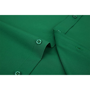 corfty Men Long Sleeve Dress Shirt - Regular Fit Stretch Free-Wrinkle Casual Button Down Shirt (Grass Green, XX-Large)