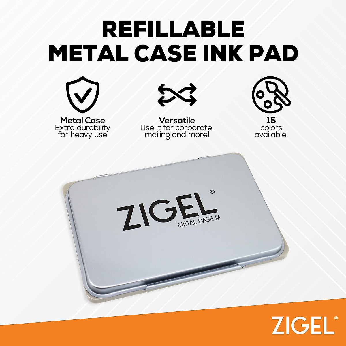 Metal Case Stamp Pad Medium Size, Dry - Size: 3" x 4" - Choose from 15 Ink Colors