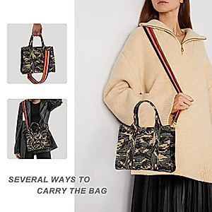 MEEJUNE Women Canvas Tote Handbags Casual Shoulder Work Bag Crossbody (Multi)