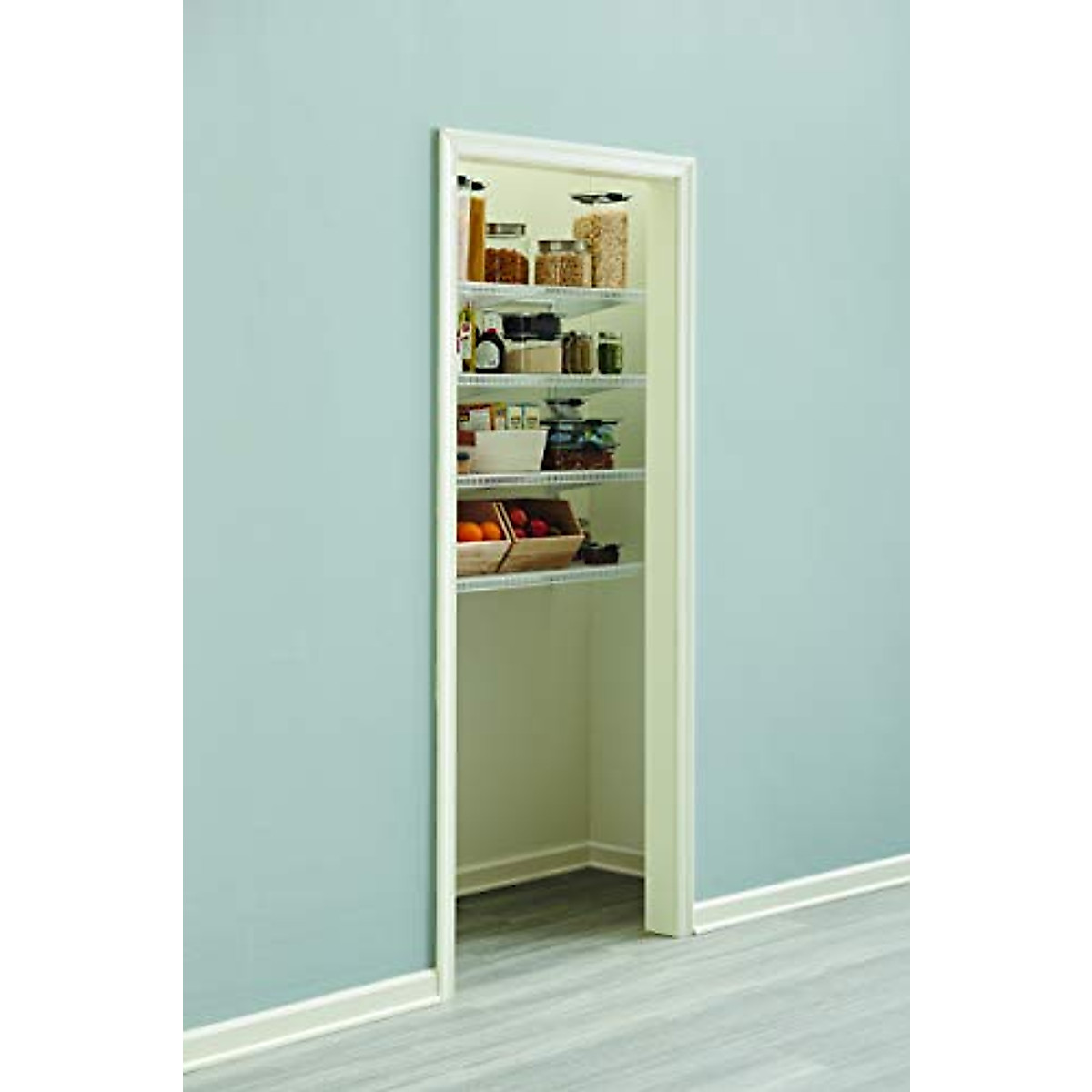 Rubbermaid Pantry 36" Closet Storage Organization System Kit, 4 Shelf System for Pantry Storage, White