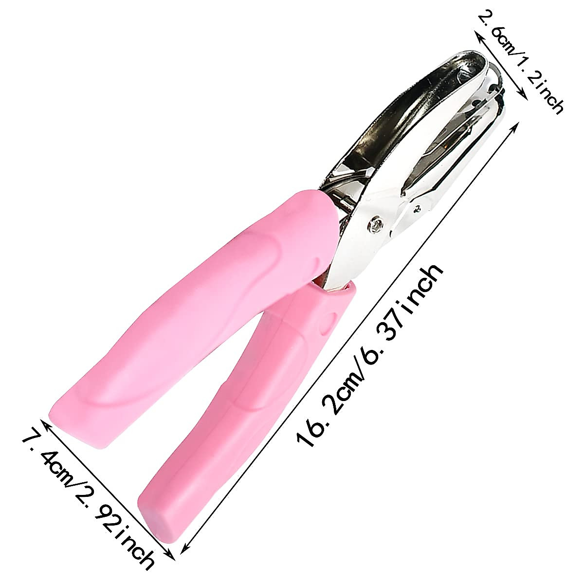 Handheld Hole Paper Punch Puncher for Craft Paper Tags Clothing Ticket DIY Scrapbook Tool, with Pink Soft Handheld Grip (Small Circle 1/16 inch)