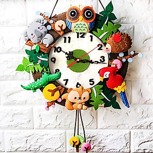 Sewing Kit DIY Felt Clock Animal Crafts Forest Wall Clock for Girls and Boys Educational Art Craft Kits