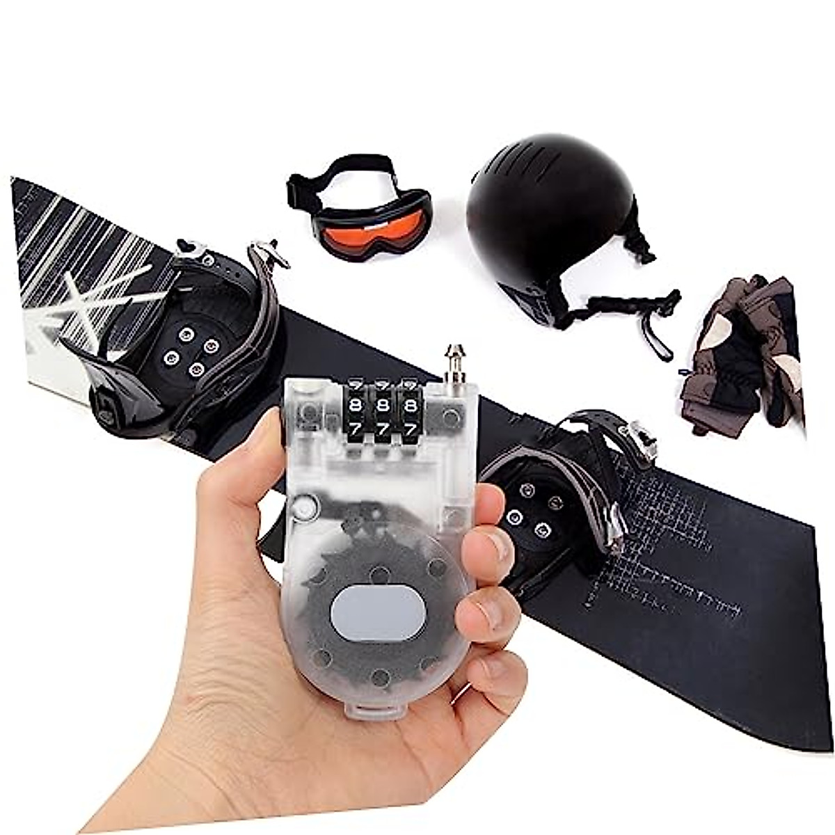 NOLITOY 2pcs Snowboard Security Lock Snowboard Locks Boots Safety Lock Portable Lock Stroller Locks Coded Lock Baby Snowboard Bike Compact Lock Sporting Goods Steel Wire Travel Telescopic