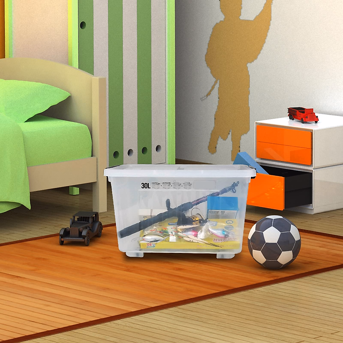 Hommp 4 Packs 30 Liter Clear Large Storage Boxes Container with Lids and Wheels