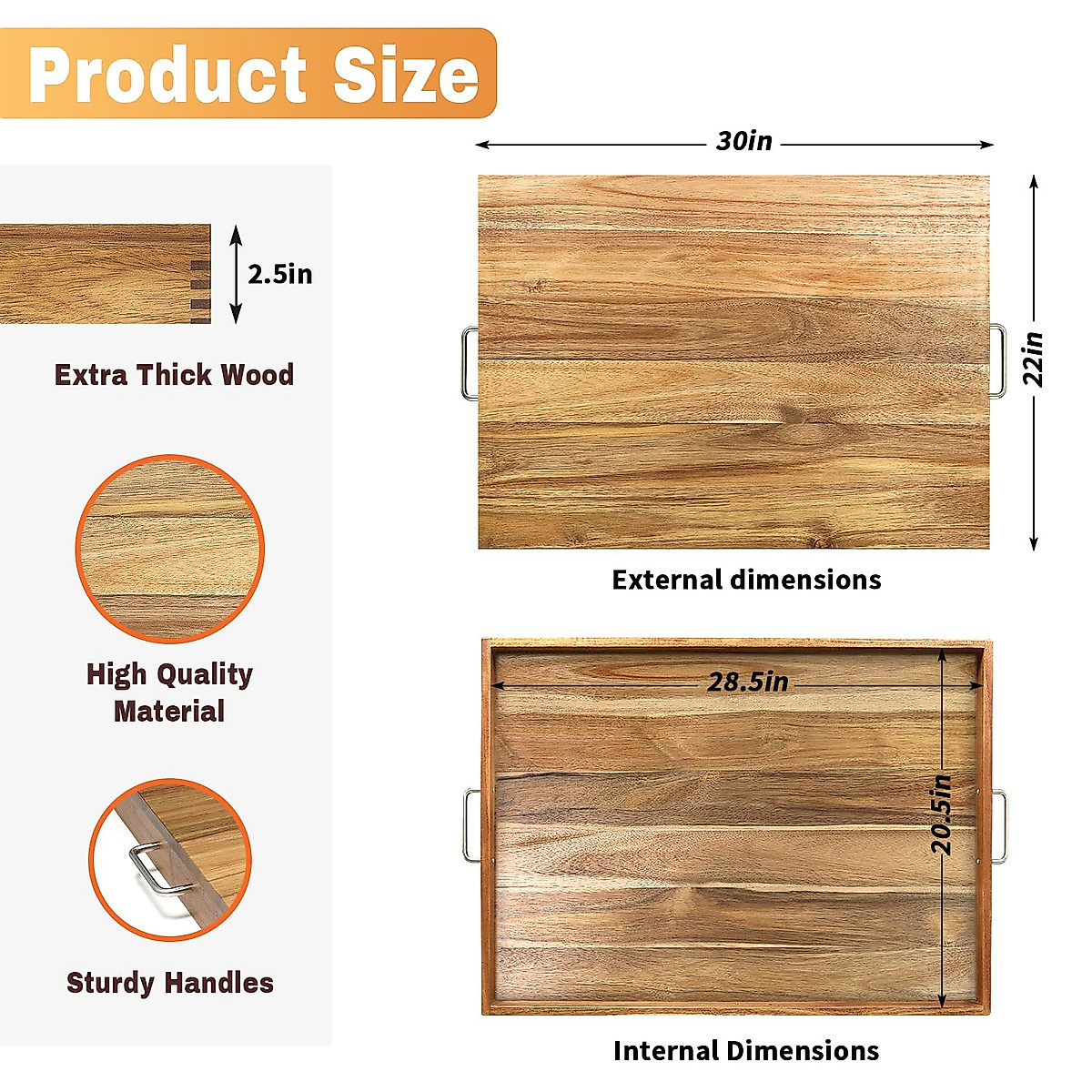 GASHELL Gas Stove Cover with Handles, Multiple Wood Stove Top Cover Board for Gas Stove(Acacia)