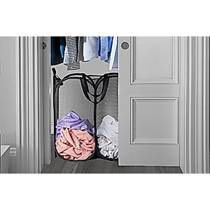 Mesh Popup Laundry Hamper - Two Compartments, Collapsible for Storage and Easy to Open. Folding Pop-Up Clothes Hampers are Great for The Kids Room, College Dorm or Travel. (Black)