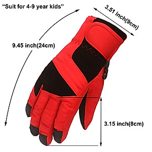 Aniywn Kids Ski Snow Gloves Winter Cold Weather Windproof Waterproof Warm Snowboard Sport Mittens for Boys Girls 4-9 Years