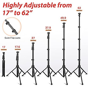 Eicaus 10'' Ring Light with 62'' Tripod Stand and Phone Holder, Selfie Phone Ringlight with Remote Great for Makeup, Video Call, and Live Streaming Black