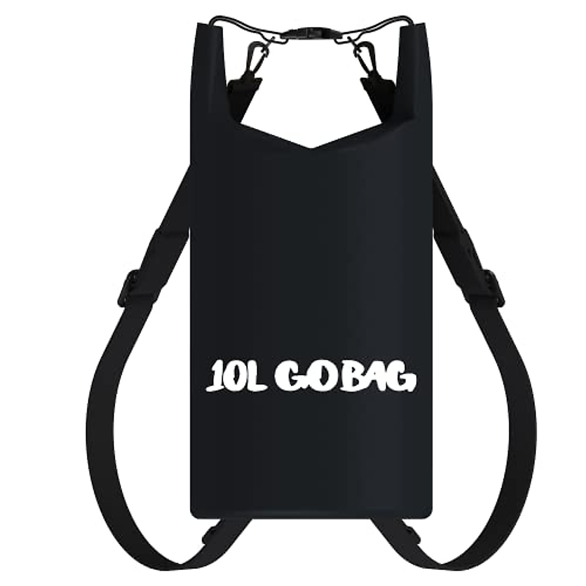 iChewie - Go Bag - Waterproof Dry Bag - Roll Top Compression Sack Keeps Gear Dry for Kayaking, Beach, Rafting, Boating, Hiking, Camping, Fishing, and more - 10L Black