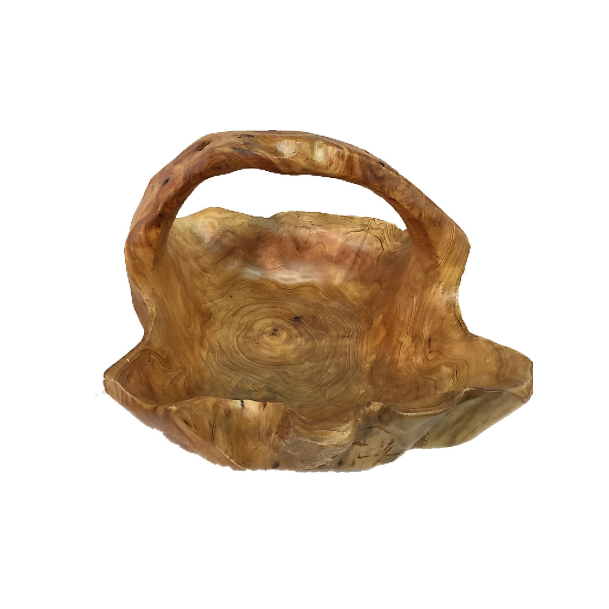 Live Edge Wood Basket with Handle (Large 14-15")