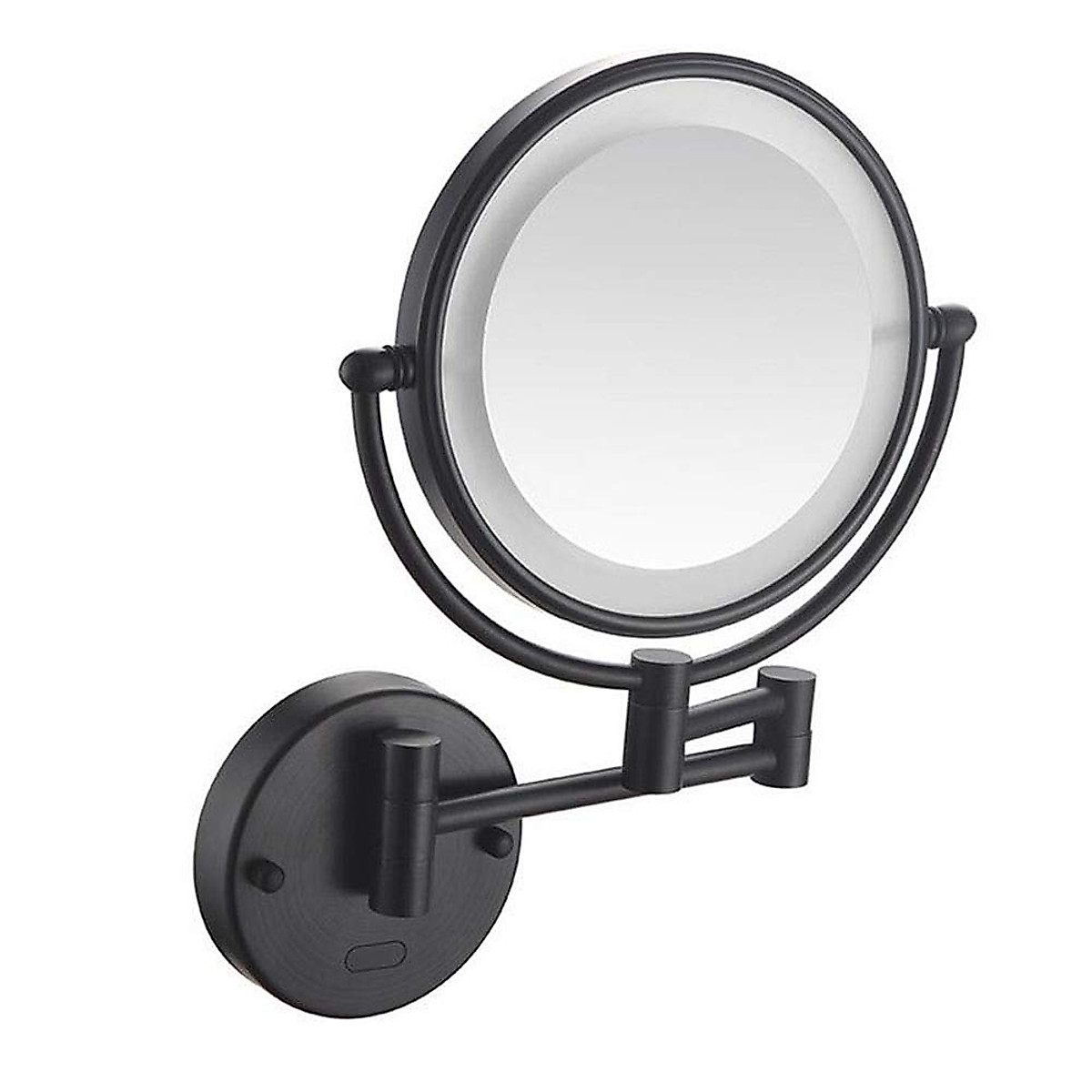 8inch Double-Sided LED Wall Mounted Bathroom Mirrors,Extendable Makeup Mirror Folding Beauty Mirror Round Shape,ORB Mirror