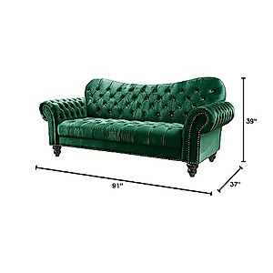 ICE ARMOR 2Pc Living Room Set Loveseat in Green Velvet Sofas