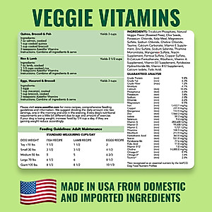 Dog Vitamins Supplements Raw and Homemade Dog Food Multivitamins Minerals Powder 1lb Veggie Flavor