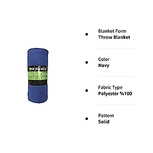 Imperial Home 50x60 Soft Fleece Throw Blanket, Throw Blanket for Couch, Travel, Bed, Room, Travel Essentials, Fleece Travel Blanket, Lightweight Blanket, Fall Blankets & Throws, Cozy Blanket (Navy)