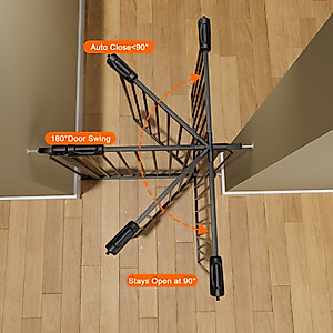 HOOOEN Narrow Baby Gates for Stairs Doorways Auto Close Tension Black Metal Child Pet Safety Gates with Pressure Mount 24-29 Inch Wide