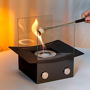NEWIMAGE Tabletop Fire Pit, Fire Bowl 6Lx7Wx8 H Portable Tabletop Fireplace Clean Burning Bio Ethanol Ventless Fireplace for Indoor Outdoor Patio Parties Events