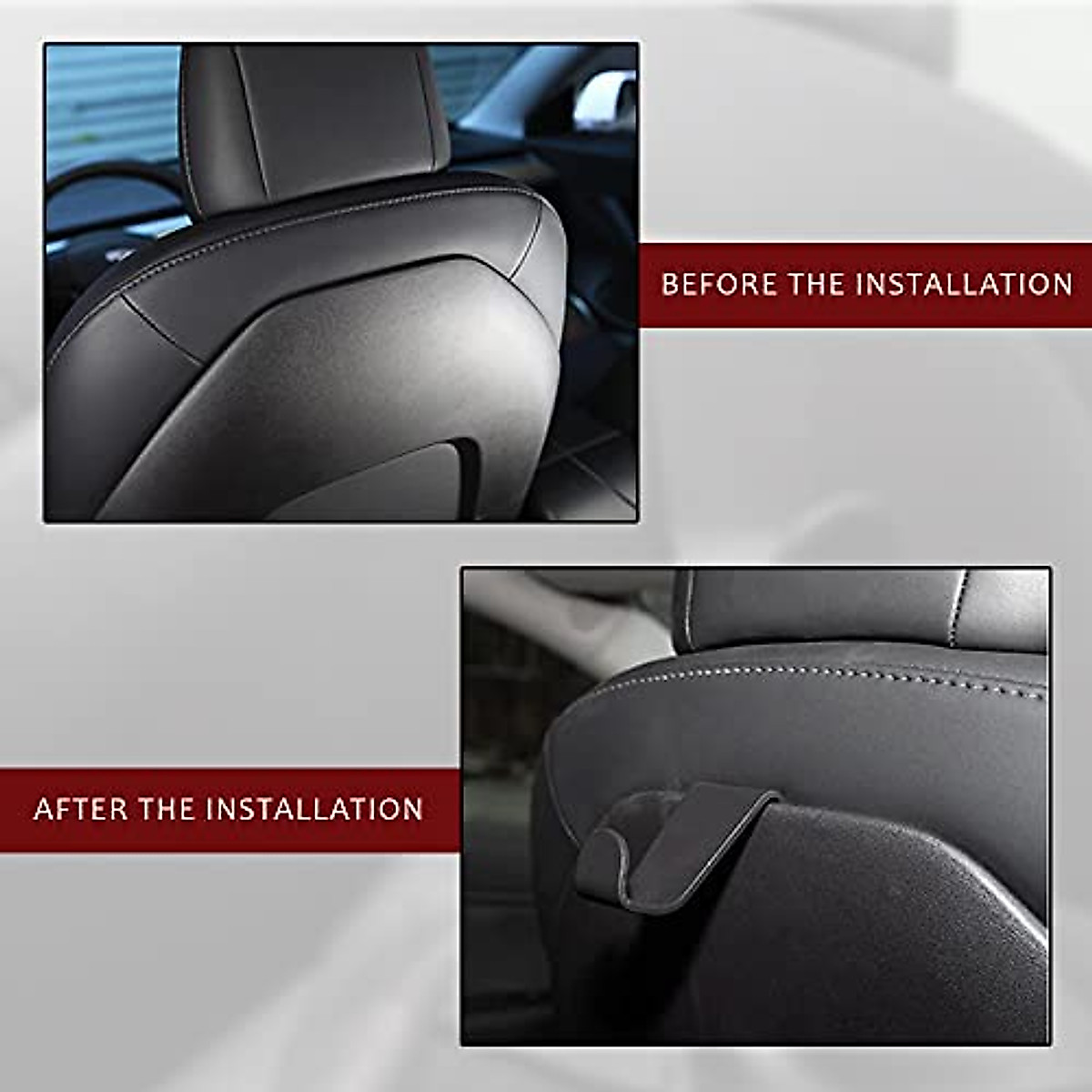 CoolKo Tesla Aluminum Alloy Hooks Seat Headrest Bag Holder Garment Clothes Coat Hangers - Model S X 3 Y (Set of 2)