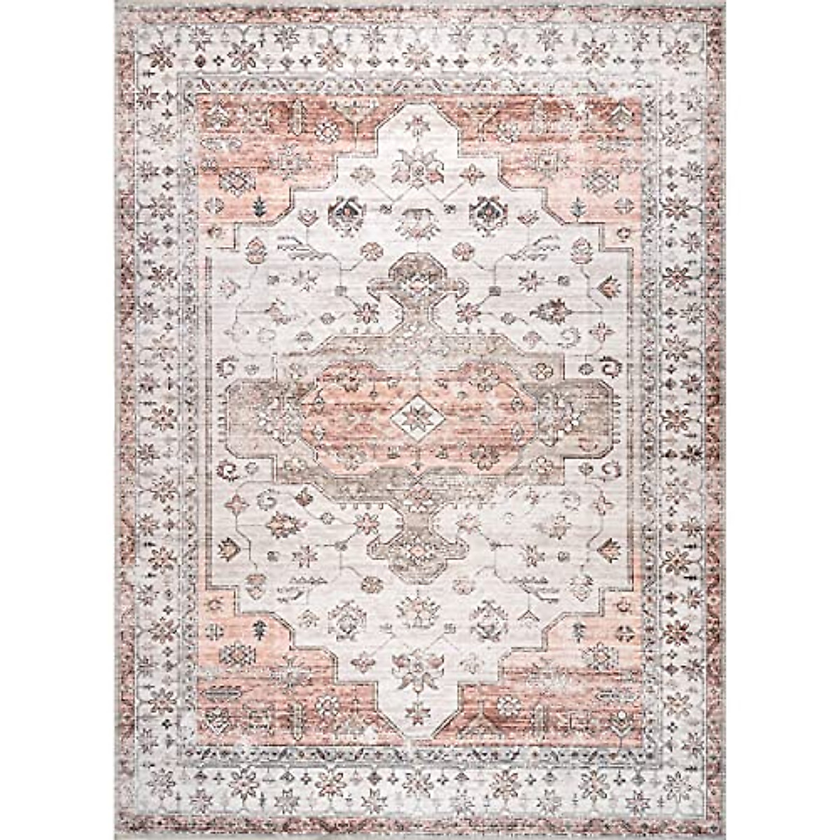 nuLOOM Banks Vintage Machine Washable Area Rug, 8' x 10', Beige