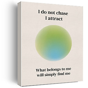 I Do Not Chase I Attract Canvas Wall Art Poster Print Gift, Inspirational Affirmation Painting Ready to Hang Home Office Decor (11.5" x 15")
